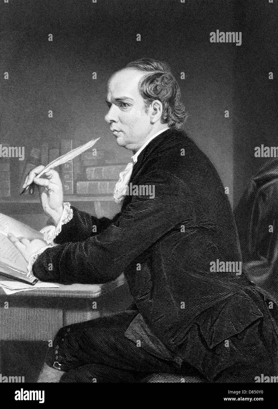 Oliver Goldsmith (1728-1774) on engraving from 1873. Irish writer, poet ...