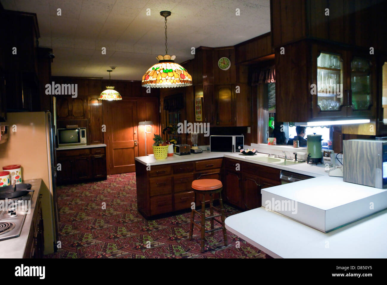 A view of the kitchen in Elvis Presley's mansion Graceland in Memphis ...