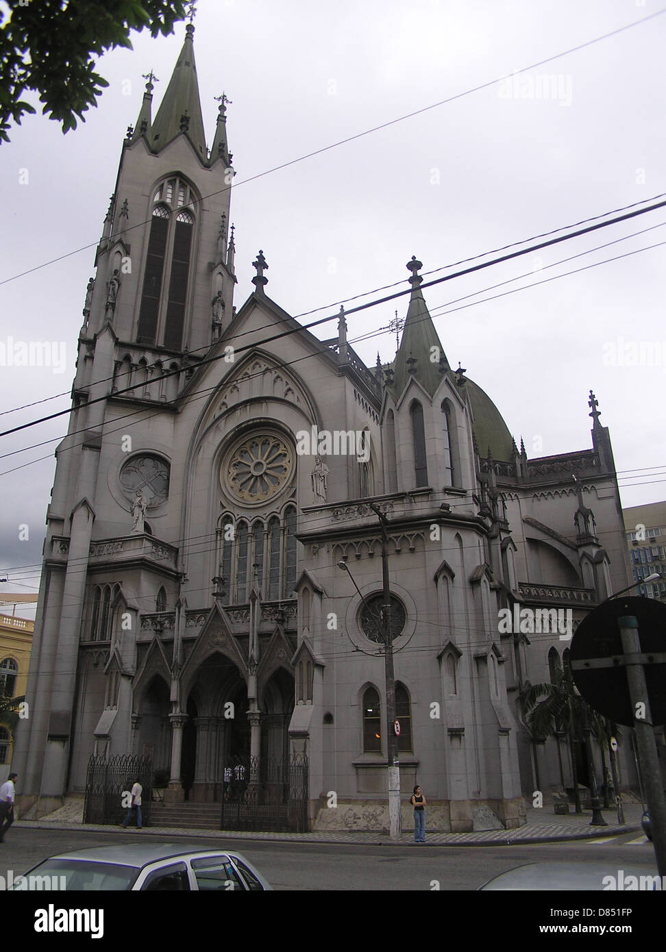 This image features the Cathedral of Santos in Brazil, a prominent ...