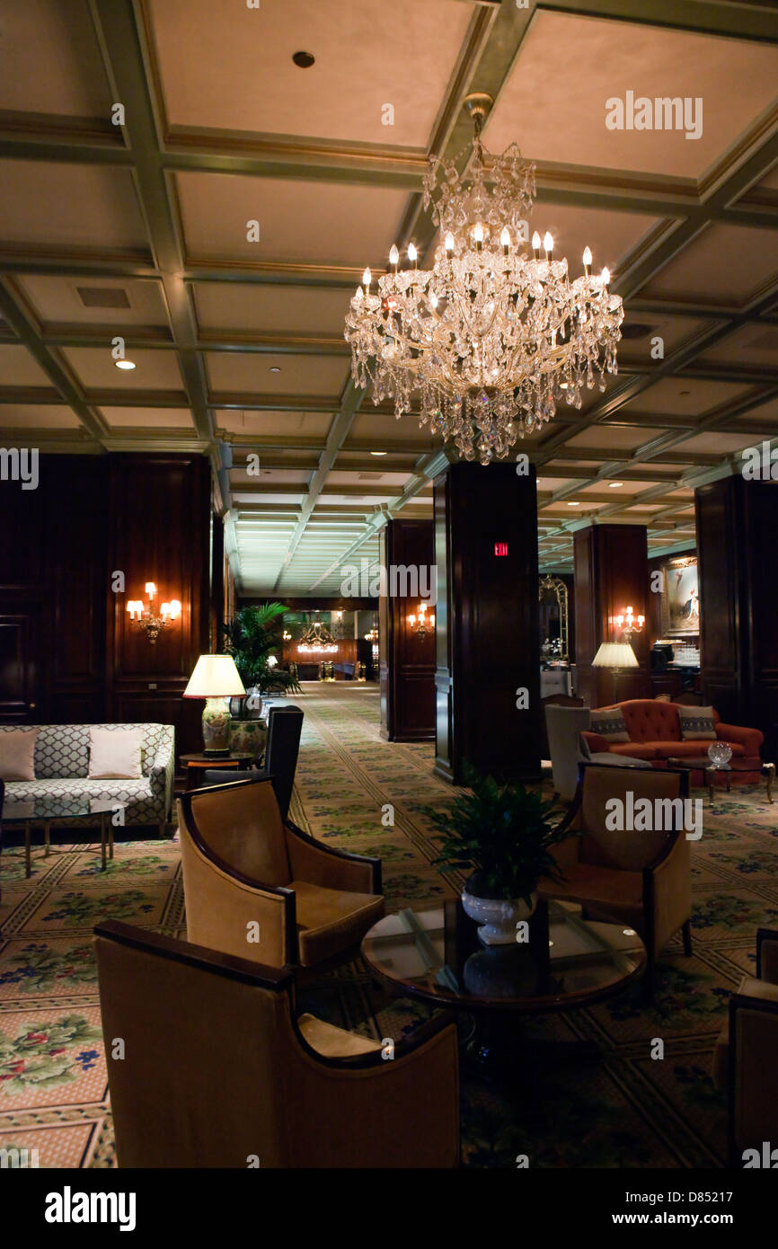 A view of the lobby in the Adolphus Hotel in Dallas, Texas Stock Photo ...