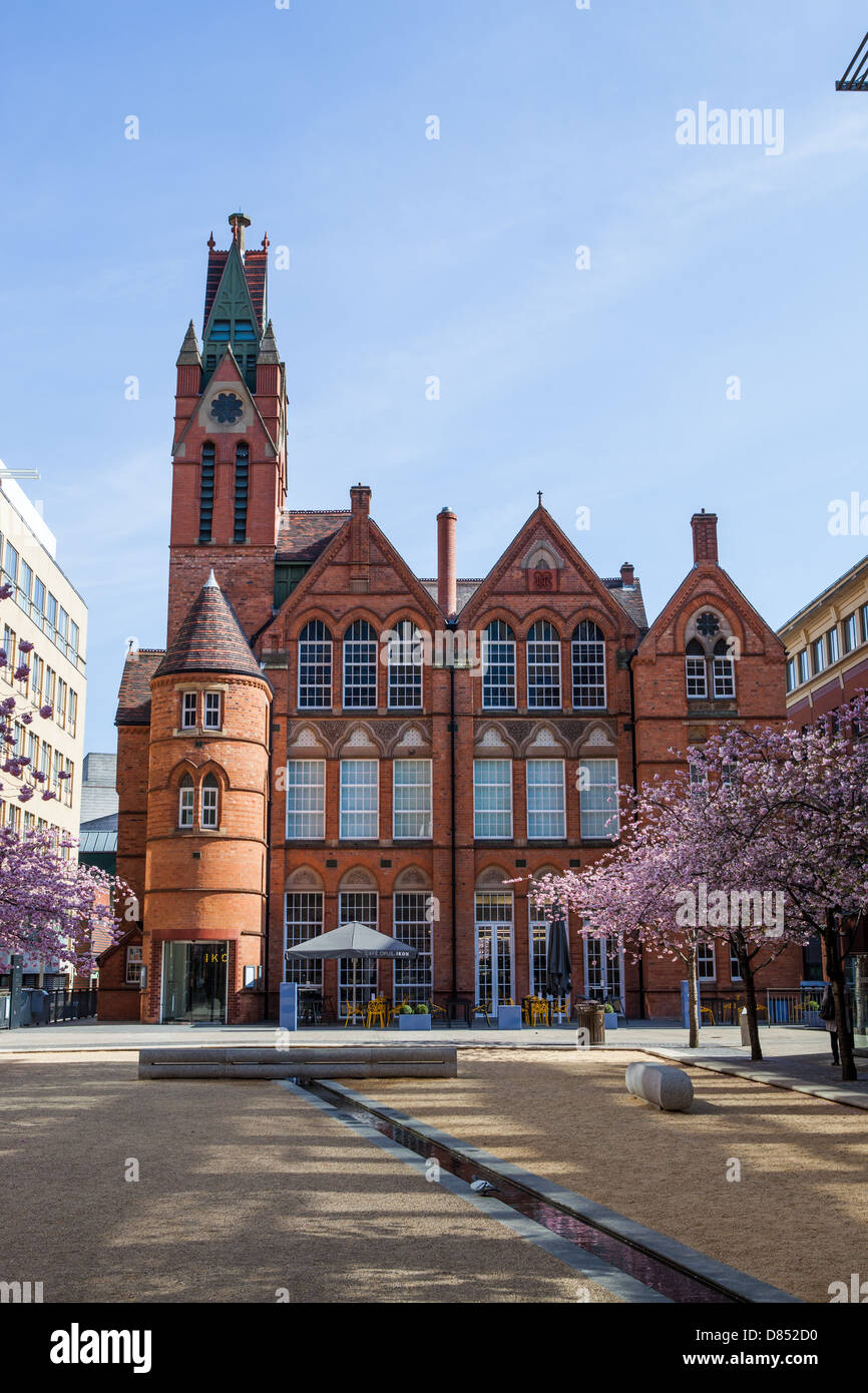 The Ikon Gallery Birmingham in the Spring. Blossom filled trees in ...