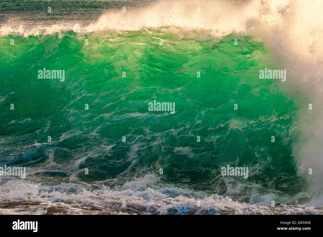 Wave breaking on lava shelf, Oahu, Hawaii Stock Photo - Alamy