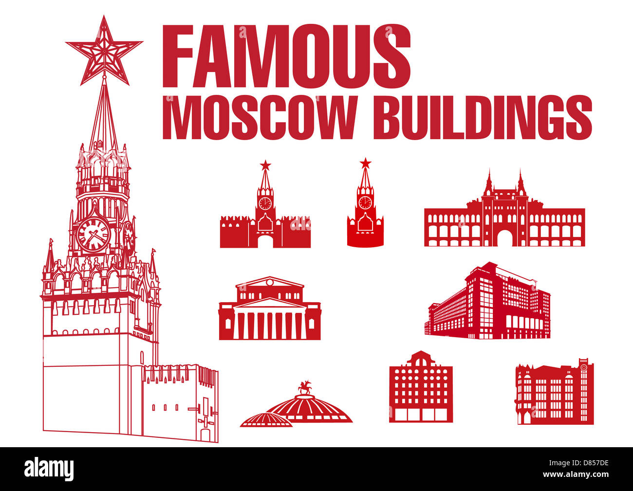 Moscow Buildings Icons Stock Photo - Alamy
