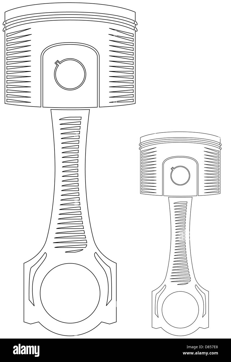 Vector Car Piston - contour outline illustration Stock Photo - Alamy