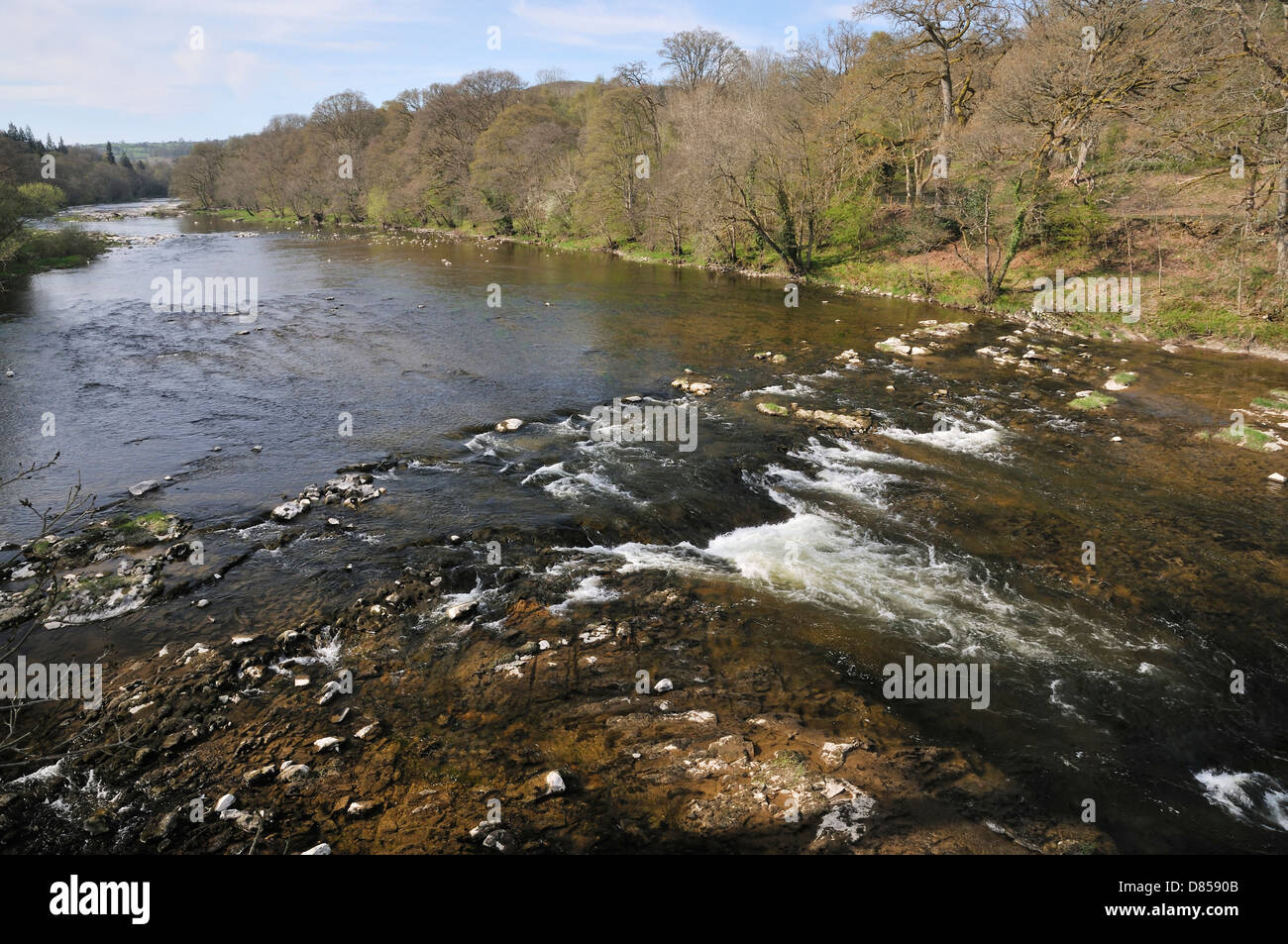 River Wye at Lady Milford's Bridge, near Llanstephen, Erwood Stock ...