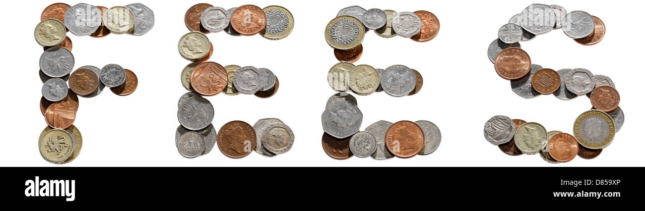 UK Coin font numbers letters words Stock Photo - Alamy