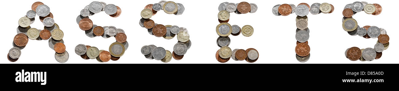 UK Coin font numbers letters words Stock Photo - Alamy