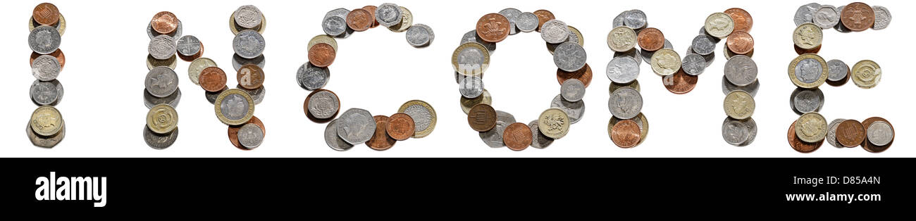 UK Coin font numbers letters words Stock Photo - Alamy