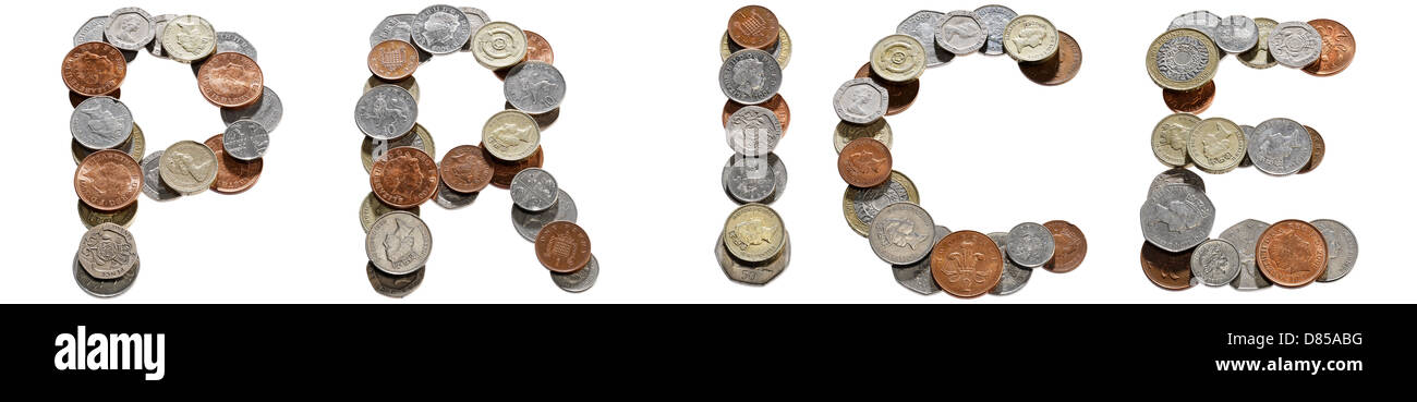UK Coin font numbers letters words Stock Photo - Alamy