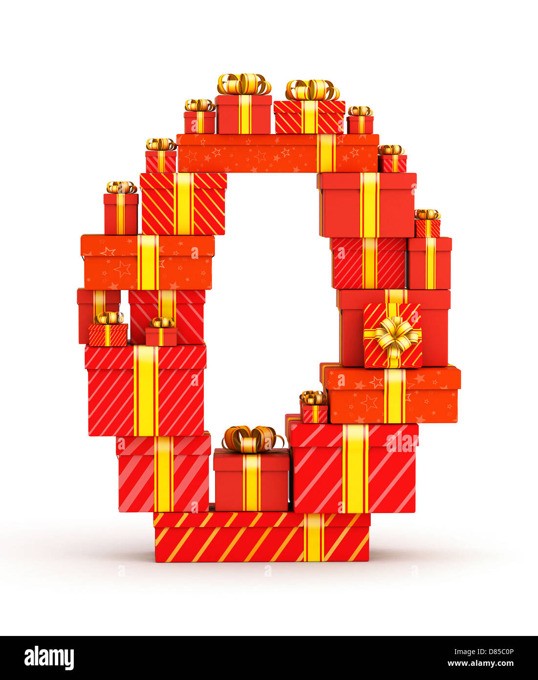 Numbers from gift boxes decorated with yellow ribbons Stock Photo - Alamy