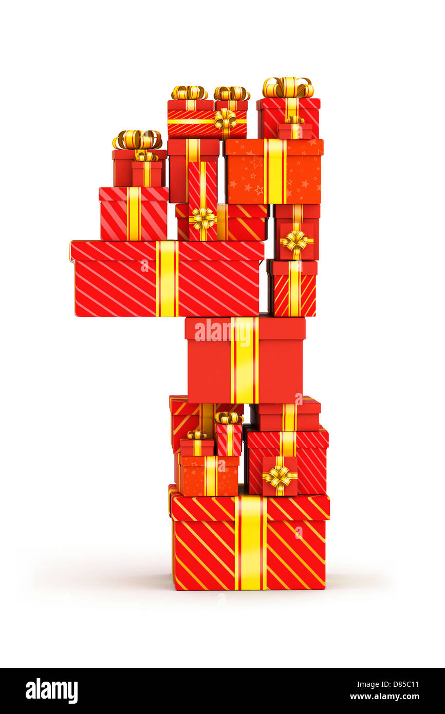 Numbers from gift boxes decorated with yellow ribbons Stock Photo - Alamy