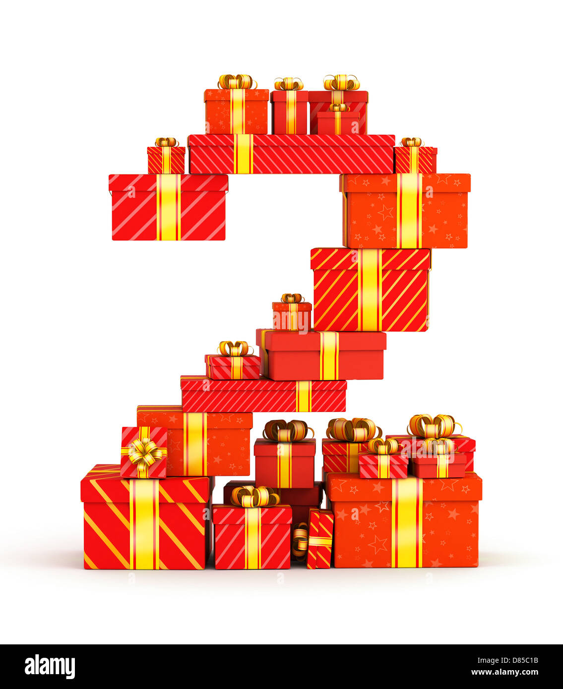 Numbers from gift boxes decorated with yellow ribbons Stock Photo - Alamy