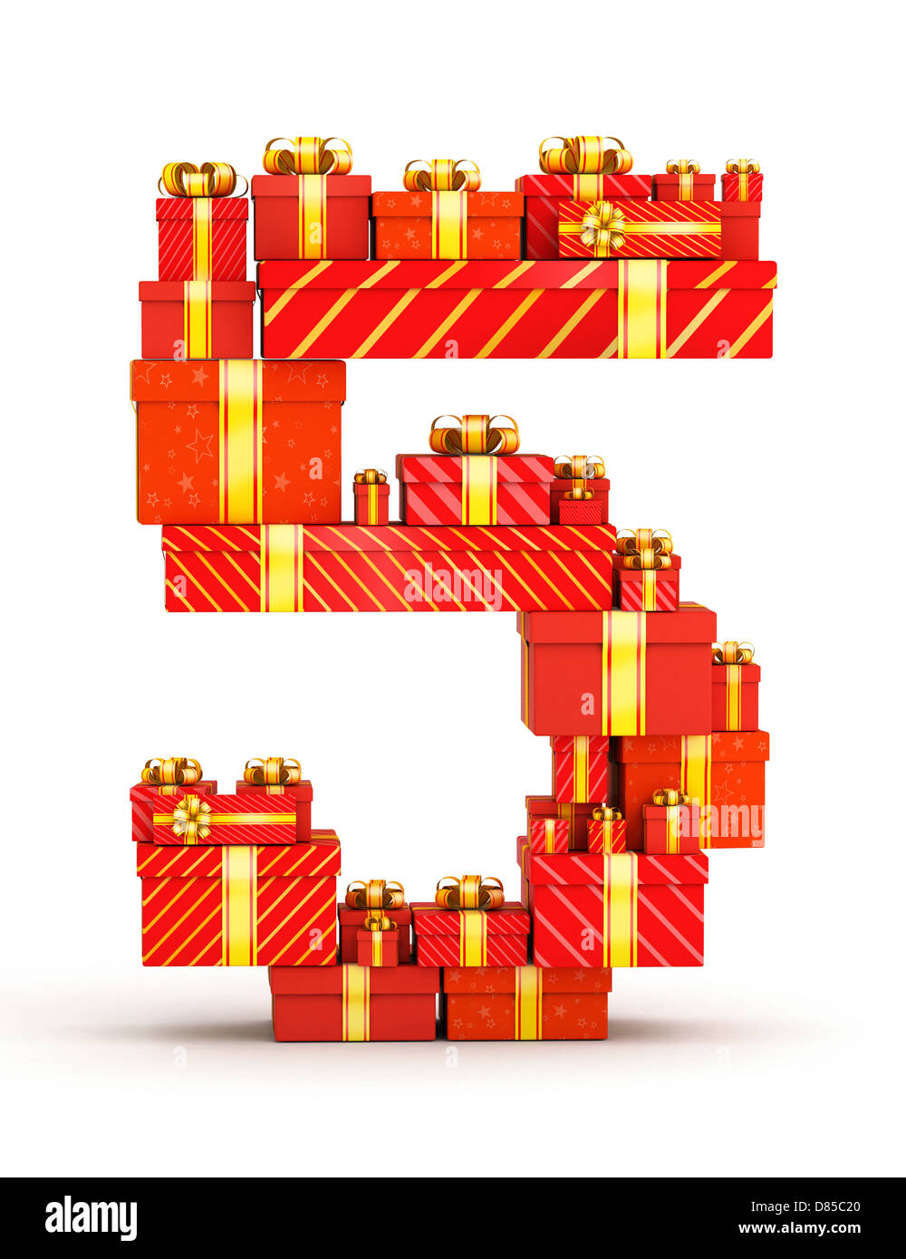 Numbers from gift boxes decorated with yellow ribbons Stock Photo - Alamy
