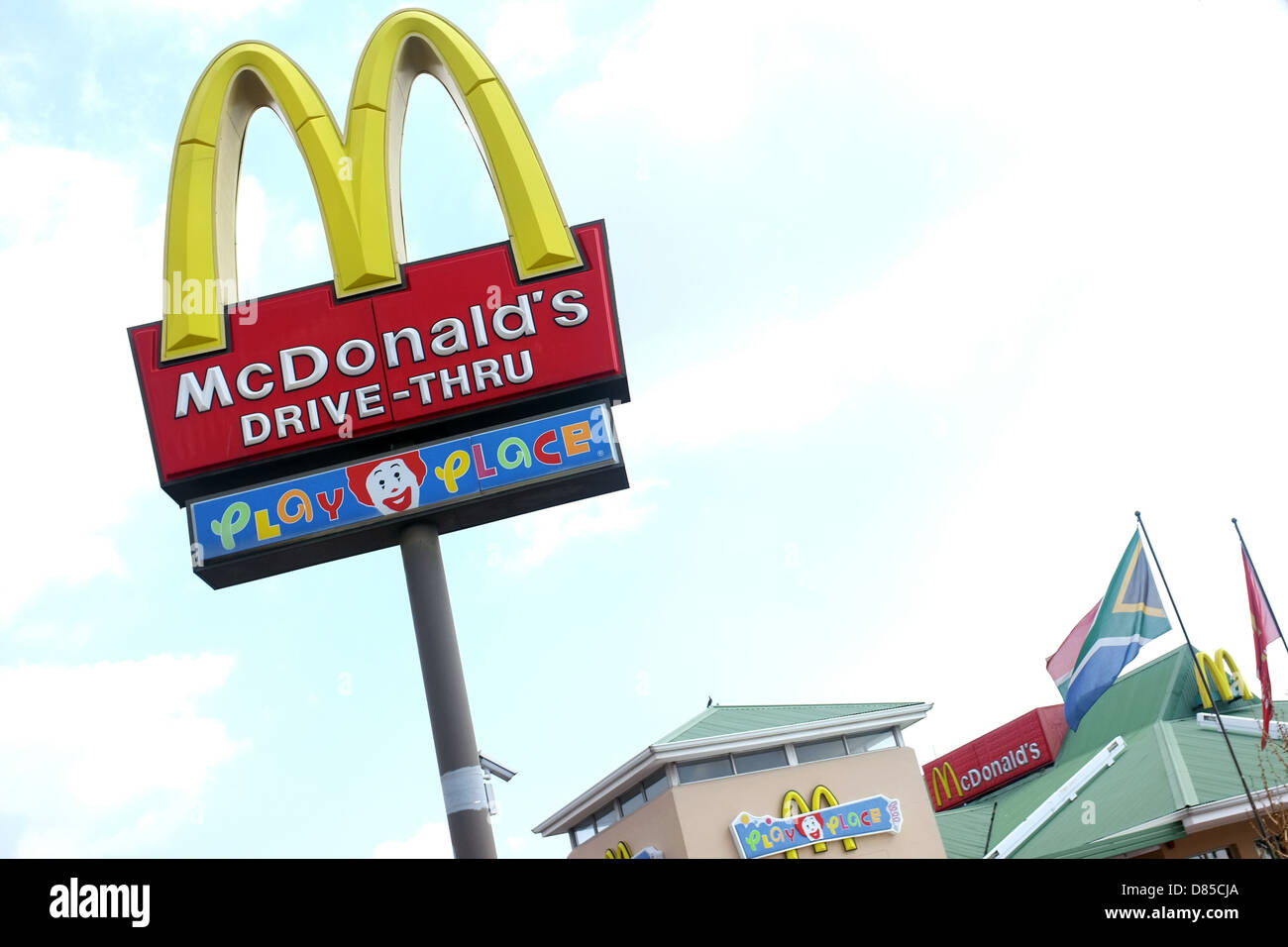 A McDonald's drive through and play place sign in Johannesburg, South ...