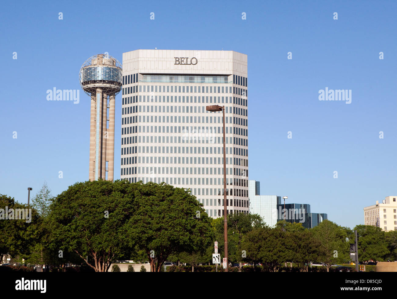 A view of the Belo building in downtown Dallas,Texas Stock Photo - Alamy