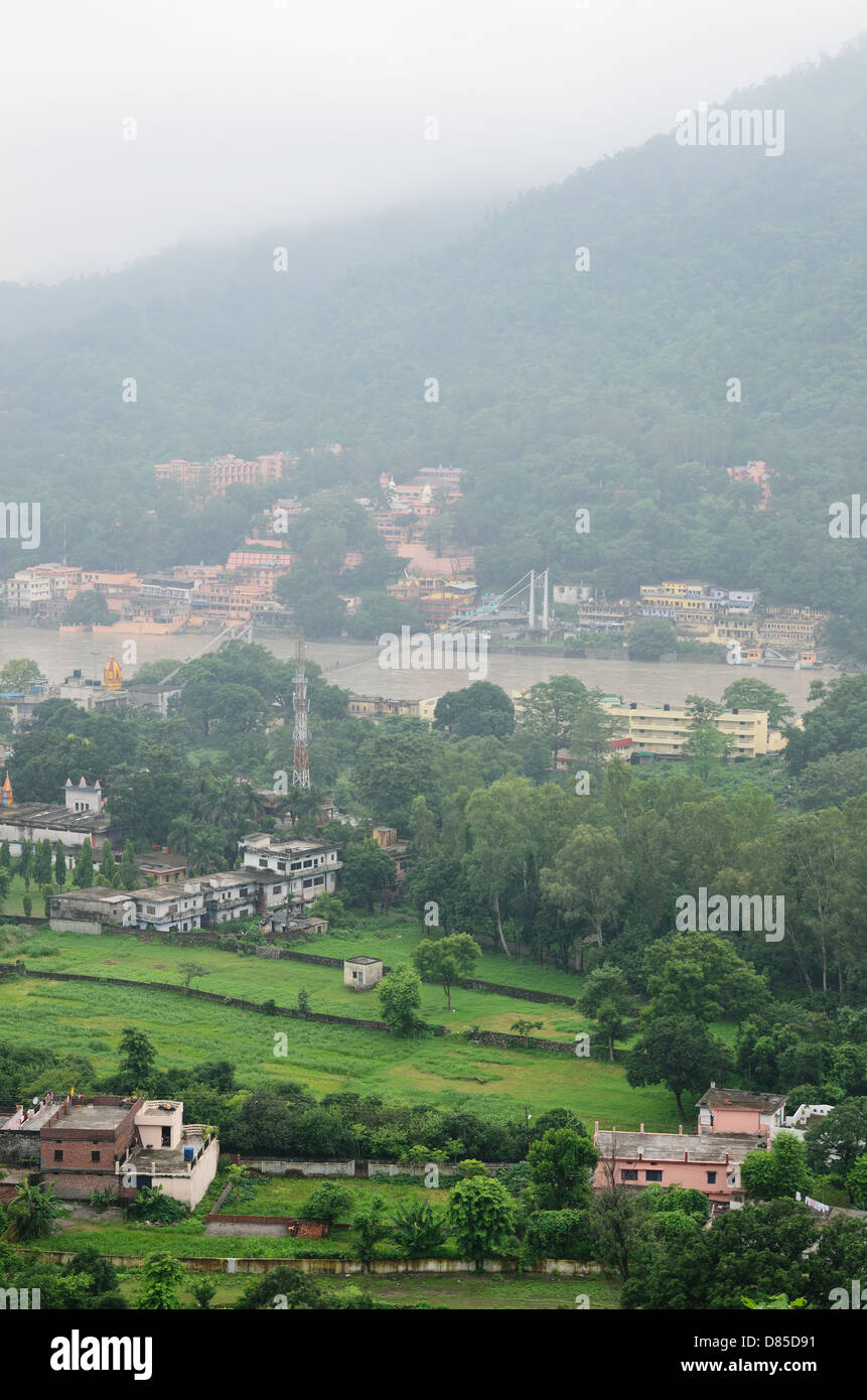Elevated view over the city, Rishikesh, India - Aug 2012 Stock Photo ...