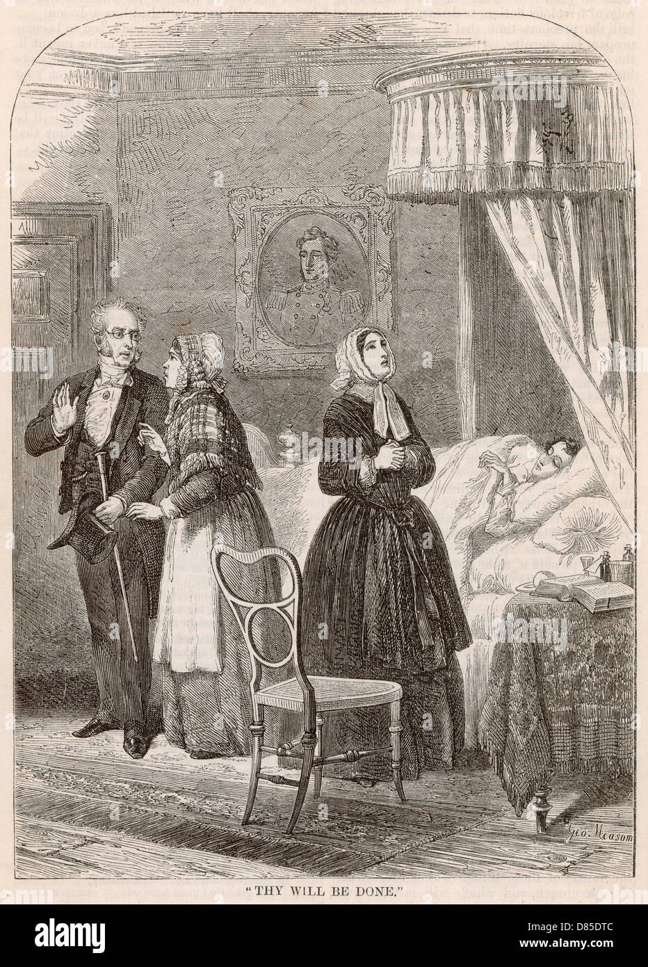 Doctor And Family In Deathbed Scene Stock Photo - Alamy