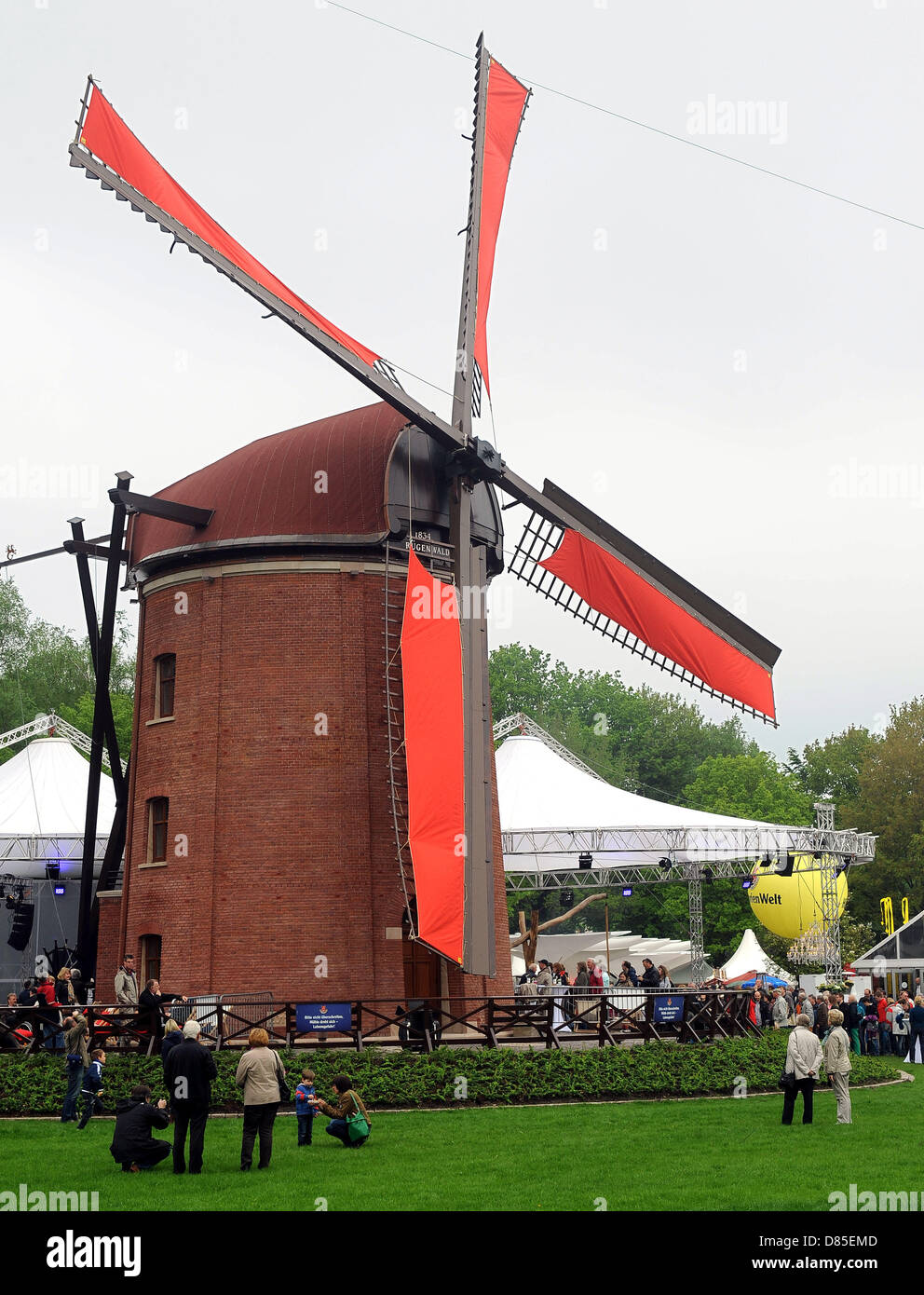 Numerous people celebrate the German Mill Day at Ruegenwald Mill on ...