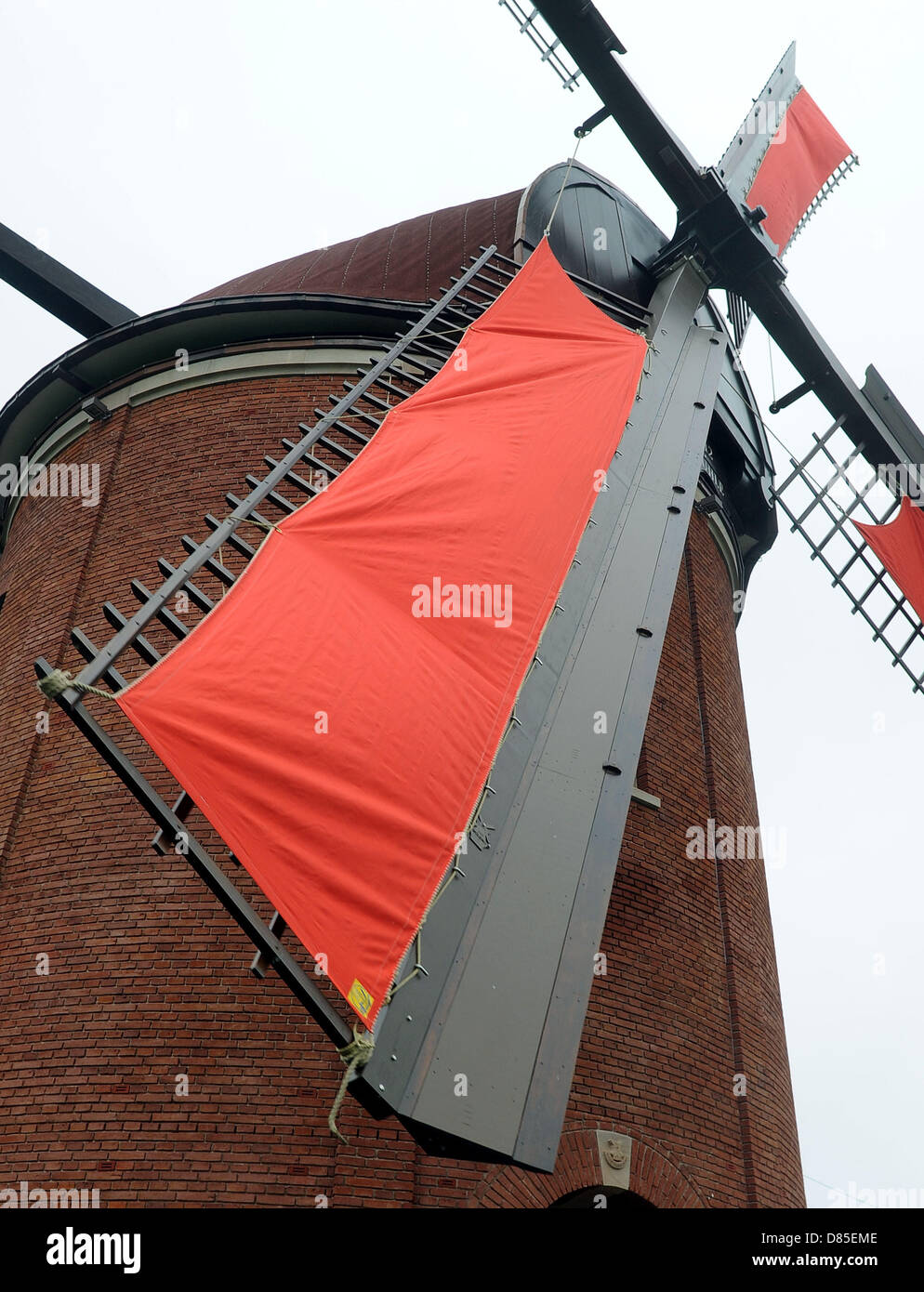 The blades of the Ruegenwald Mill are shiny red on Charlottenhof in Bad ...