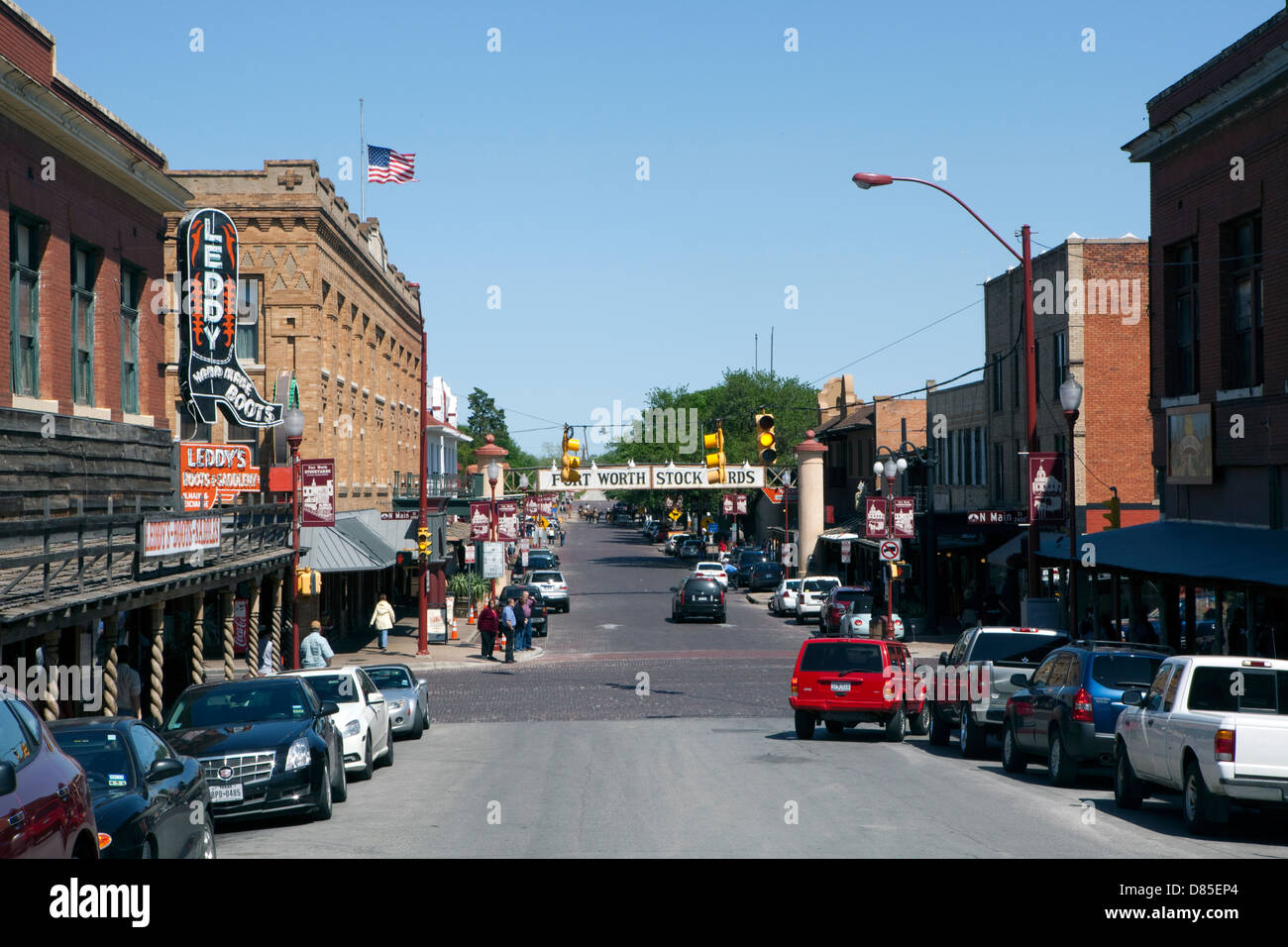 A view of the entrance of the Forth Worth Stockyards in Fort Worth ...