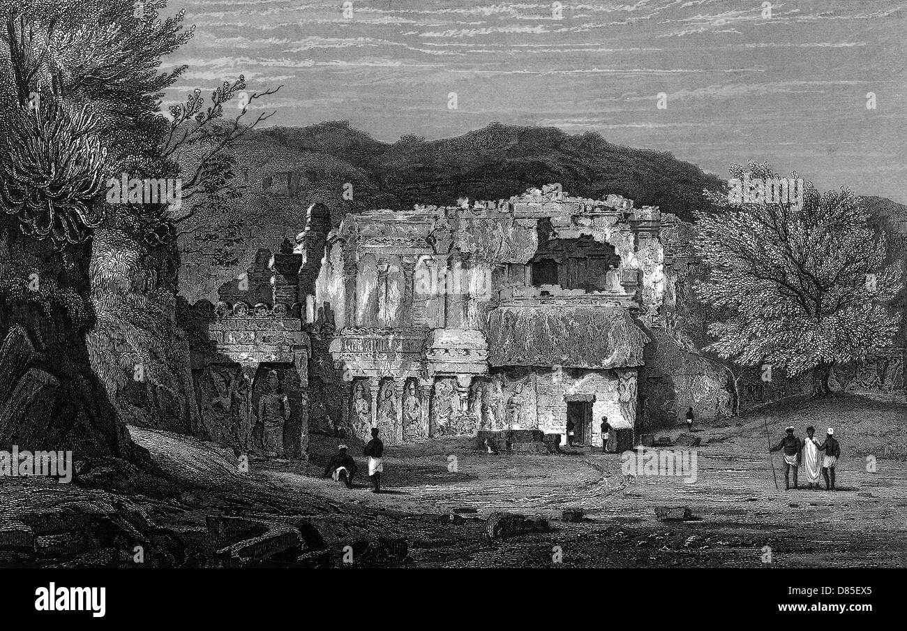 Ellora caves Black and White Stock Photos & Images - Alamy