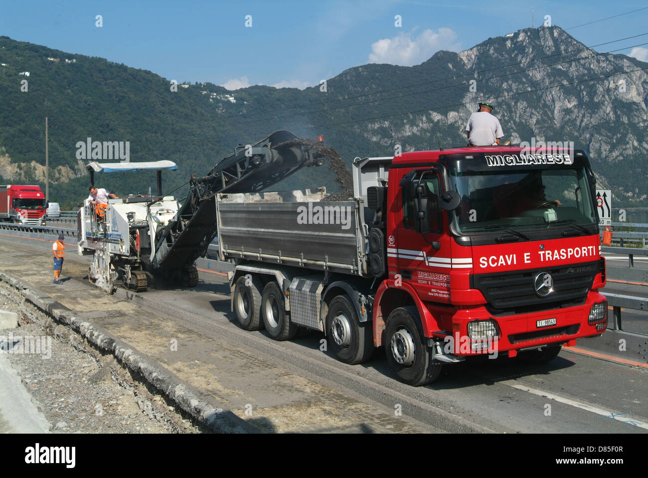 Asphalt cutter truck Stock Photo - Alamy