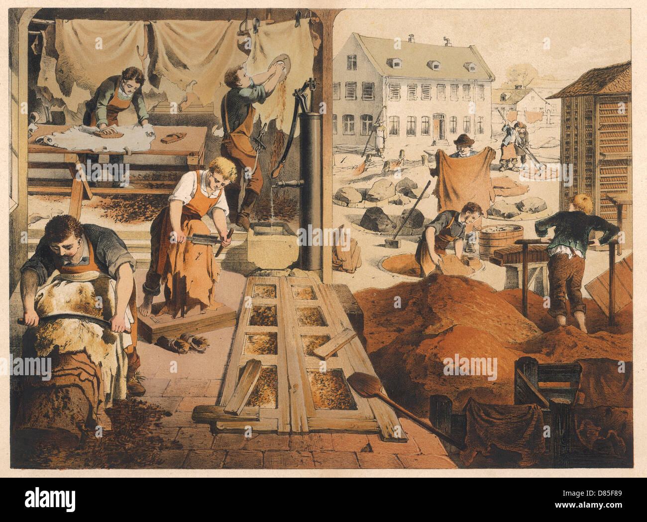 Leather Work And Tannery Stock Photo - Alamy