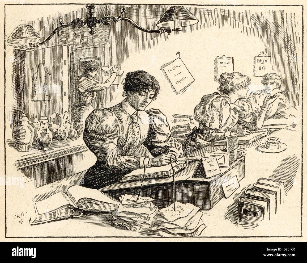 Female Clerk in china factory Stock Photo - Alamy