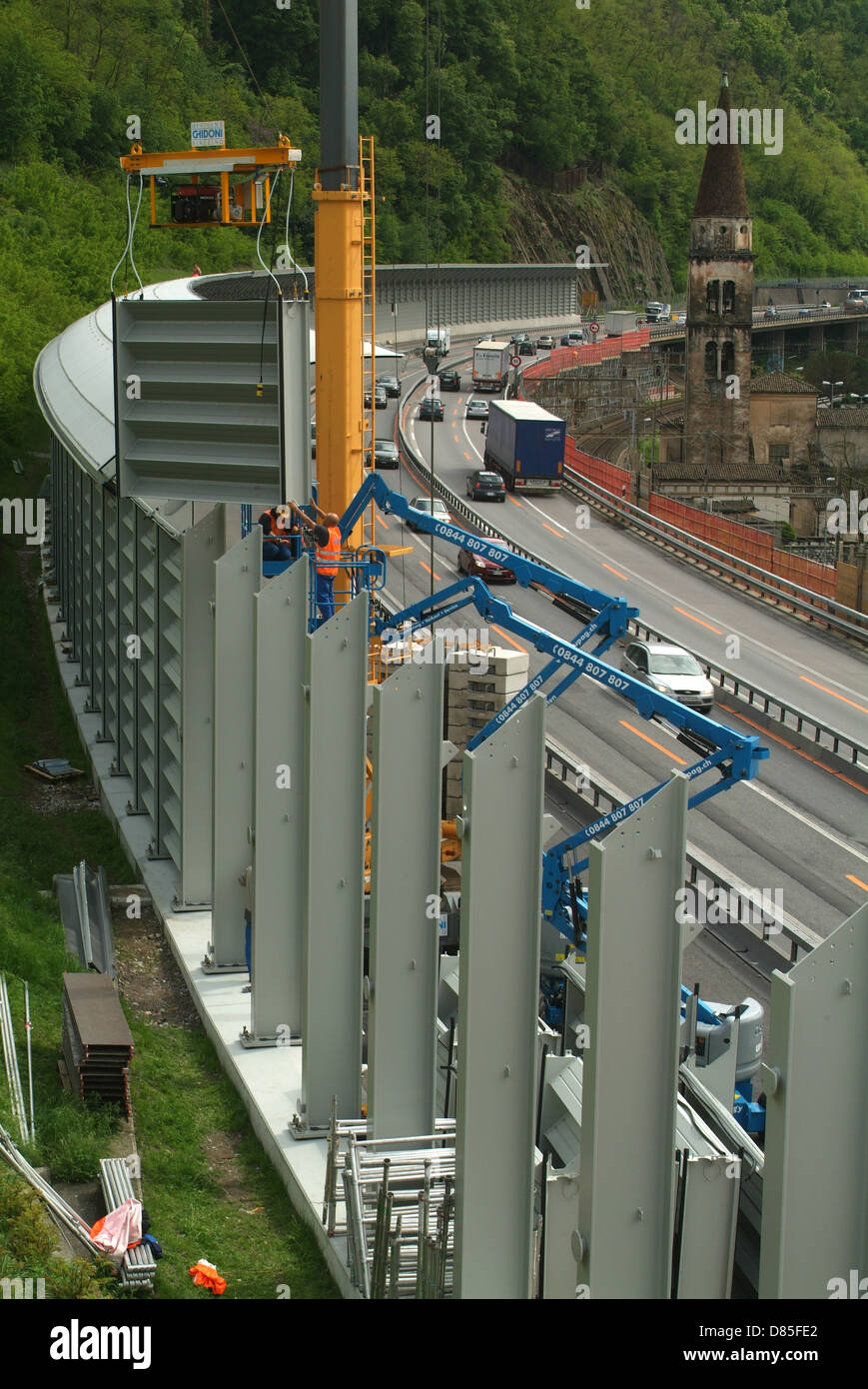 mounting phonic shelters panels Stock Photo - Alamy