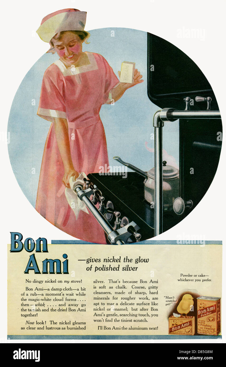 Advert for Bon Ami metal cleaning powder Stock Photo - Alamy