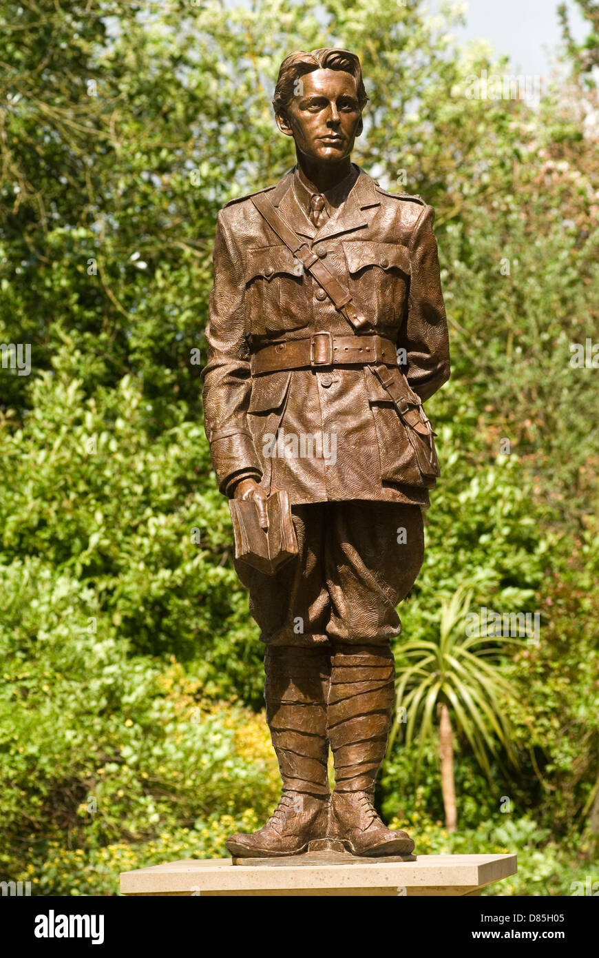 Rupert Brooke statue in the driveway of the home, the Old Vicarage ...