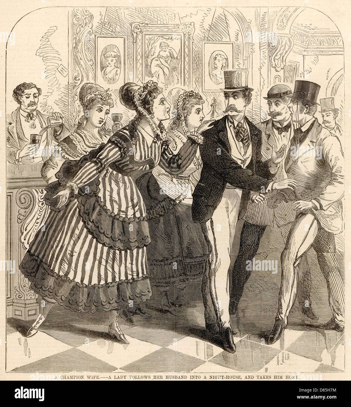 Misbehaving husband in a Piccadilly night house Stock Photo - Alamy