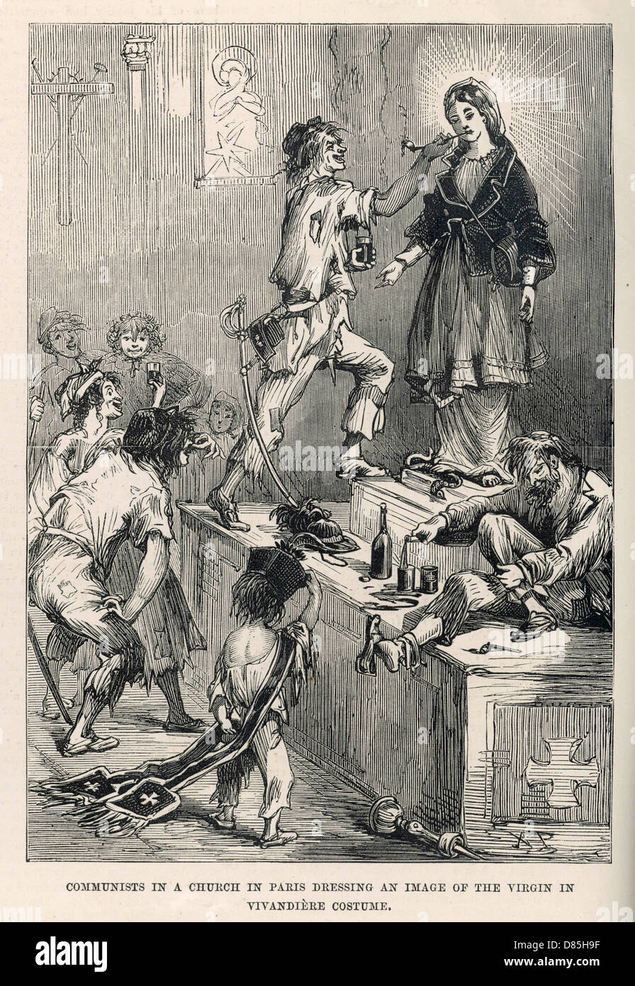 Communards desecrating a statue of the Virgin Mary Stock Photo - Alamy