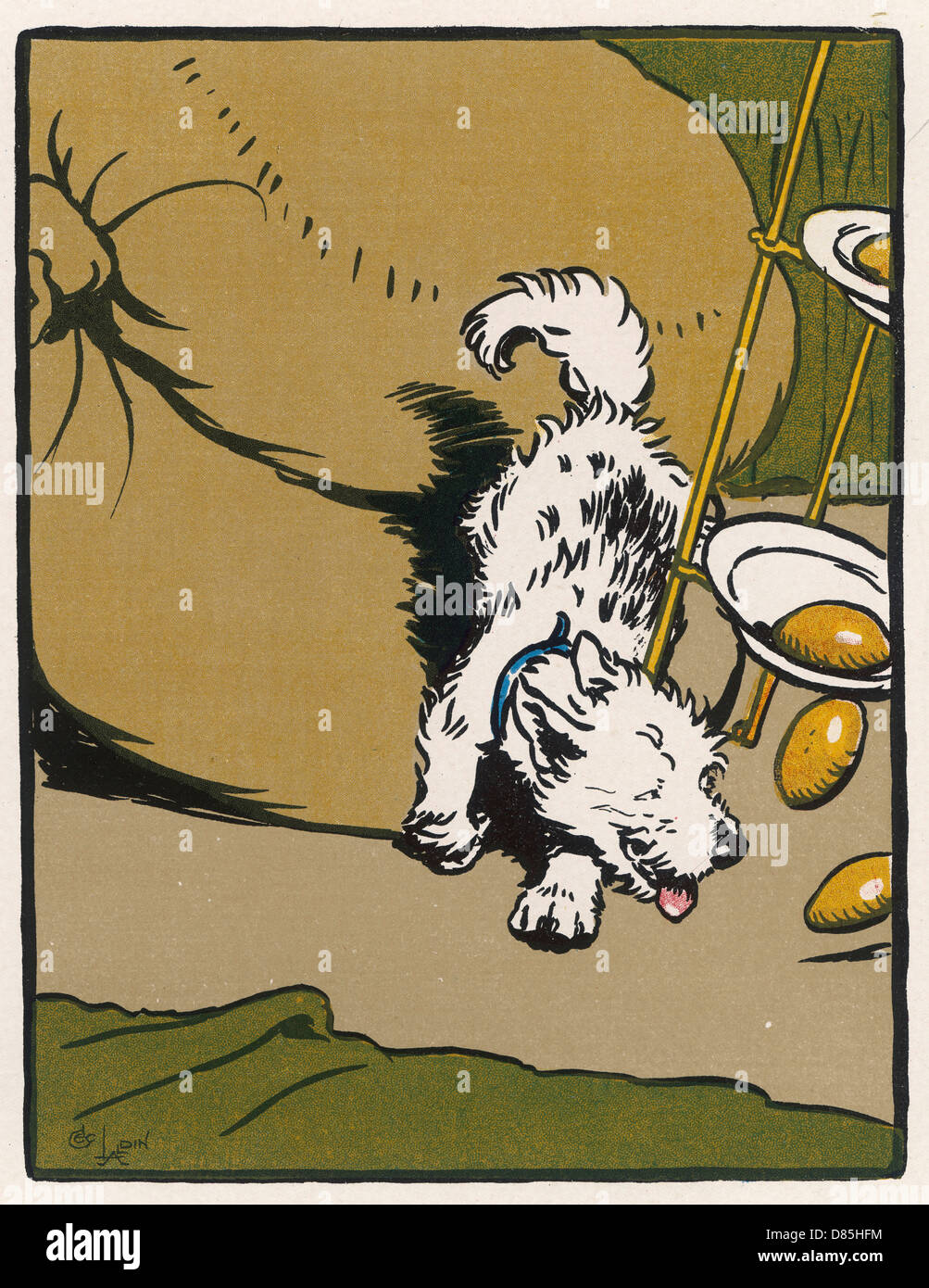 Towser the dog knocks the cakes over Stock Photo - Alamy