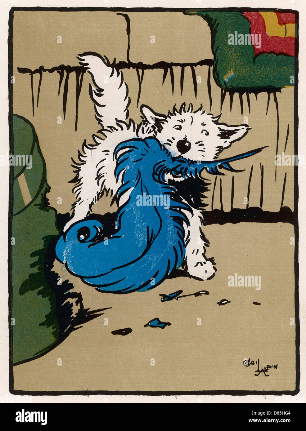 Towser the dog tears things up Stock Photo - Alamy