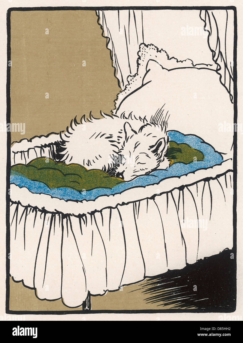 Towser the dog asleep in the baby's cot Stock Photo - Alamy