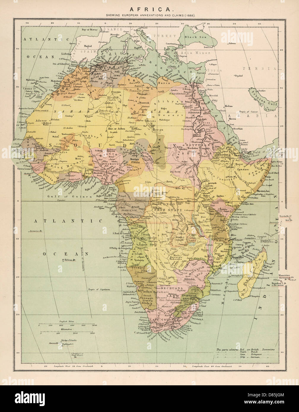 Map of Africa 1888 Stock Photo - Alamy