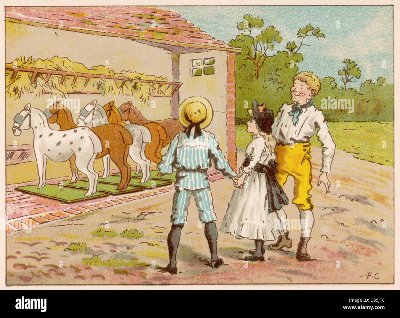 Horses in stables 1884 Stock Photo - Alamy