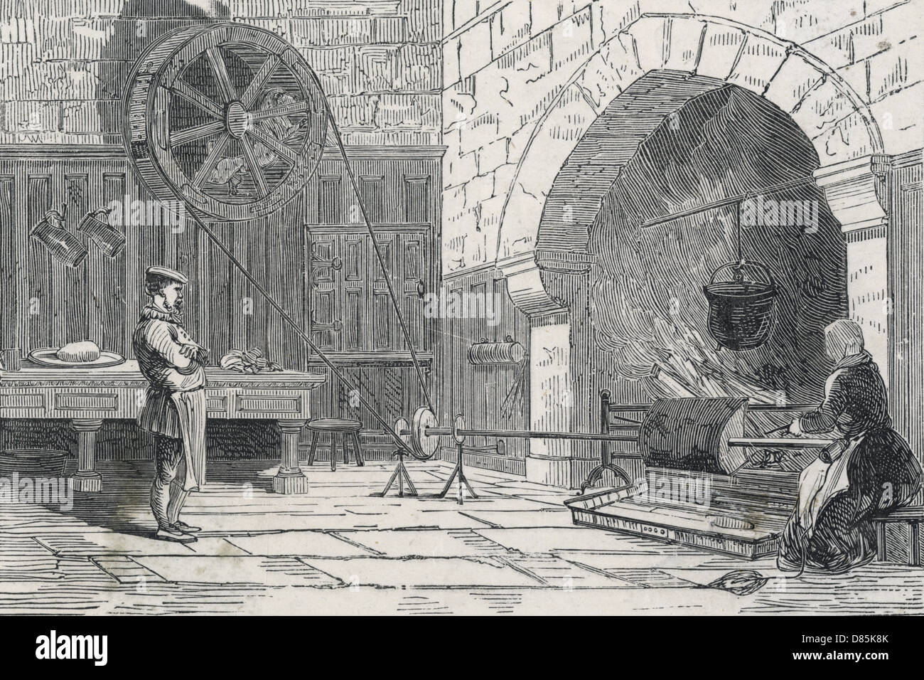 Turnspit with dog wheel in the kitchen Stock Photo - Alamy