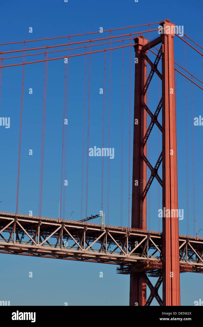 The Tagus River Bridge also know as the 25th April Bridge in Lisbon ...