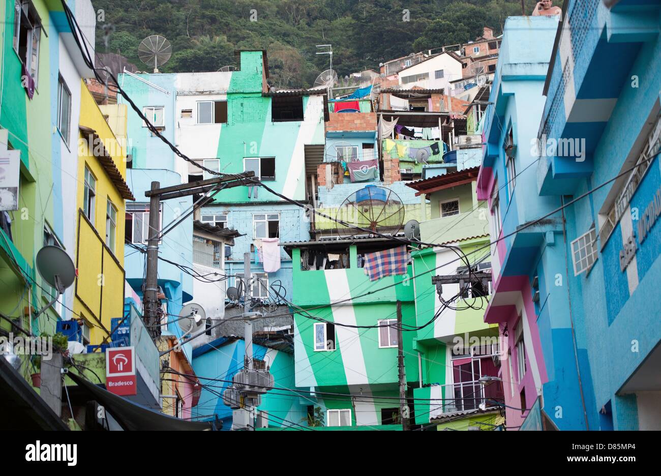 Picture shows houses in the Favela Dona Marta in Rio de Janeiro, Brazil ...