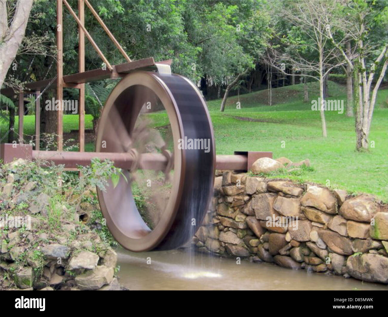 The historic watermill at Parque São Lourenço in Curitiba, Brazil ...