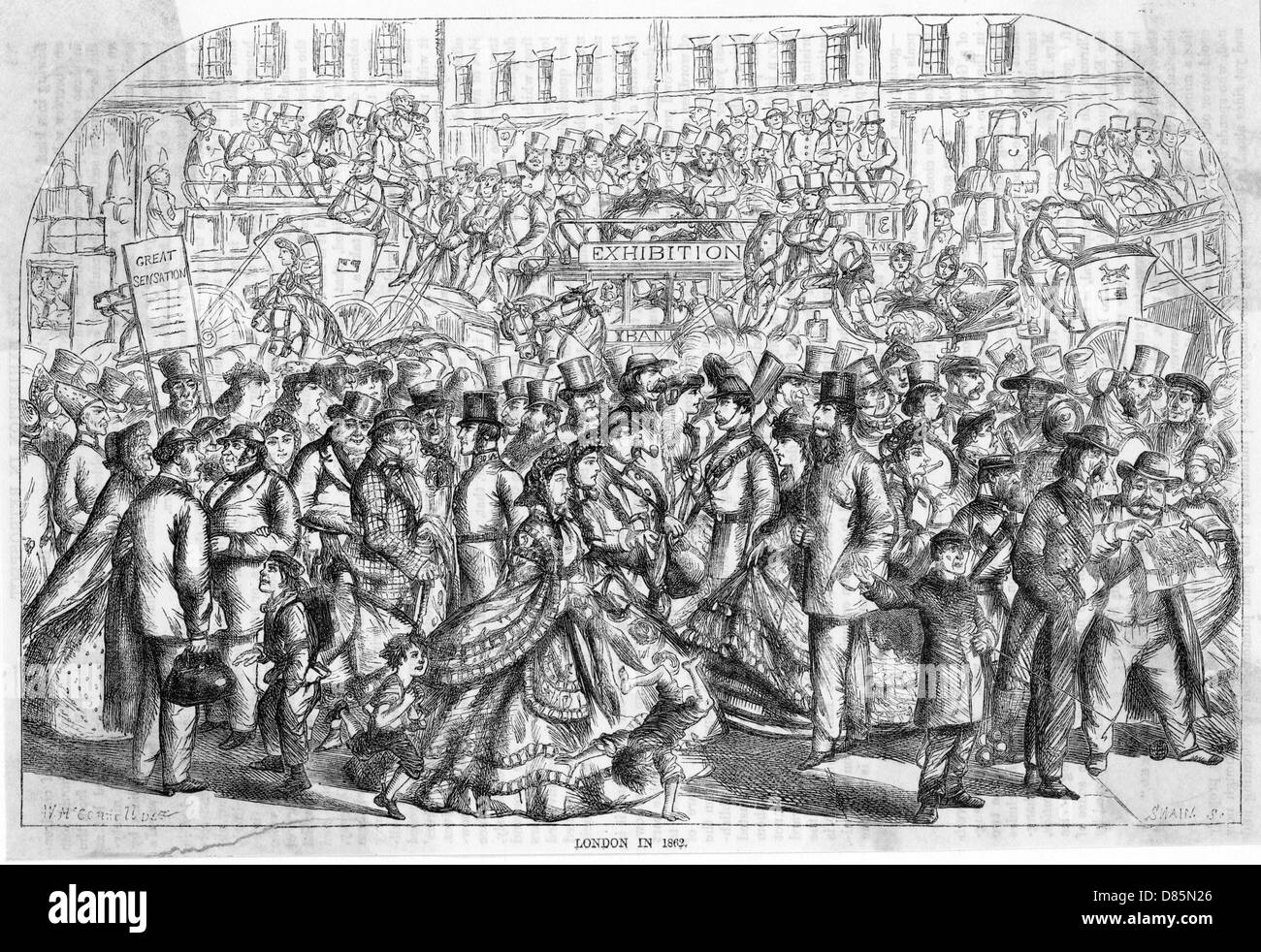 Busy street scene crowds Black and White Stock Photos & Images - Alamy