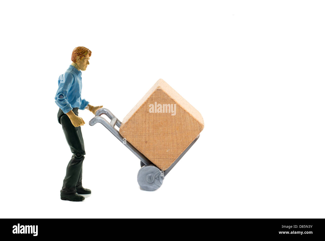 man with trolley and package for delivery Stock Photo - Alamy