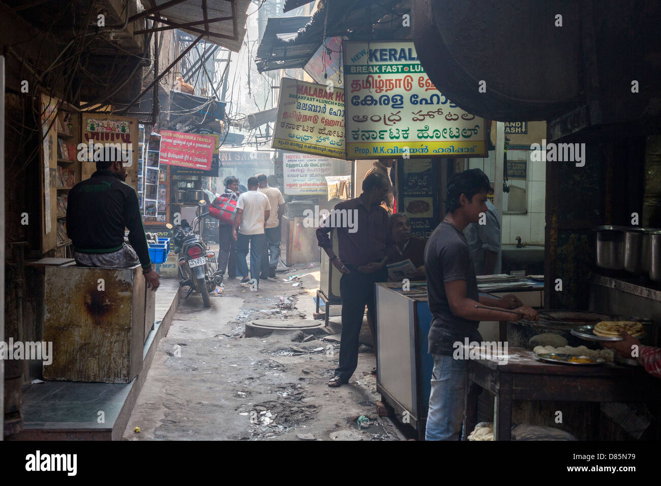 India, Uttar Pradesh, New Delhi, back street scene near New Delhi ...