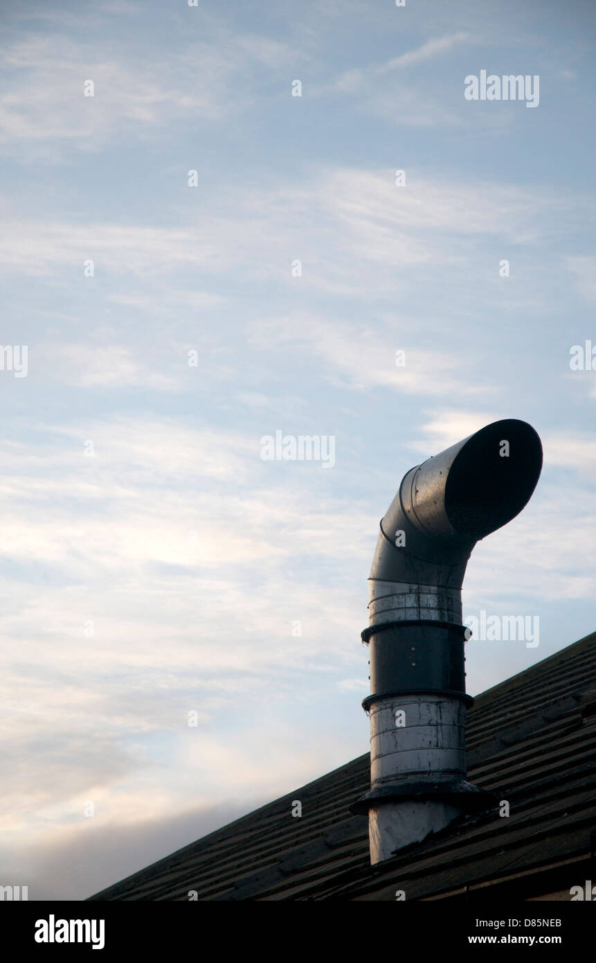 vent for cooking funnel out of roof made of metal Stock Photo - Alamy
