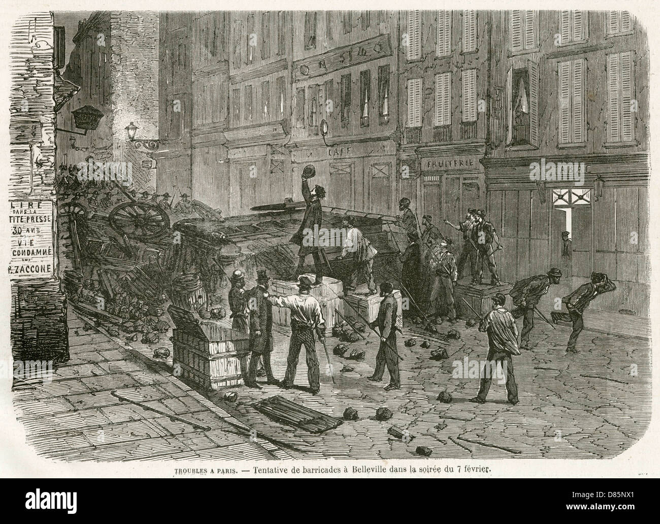 Paris Barricade during the riots of 1870 Stock Photo - Alamy