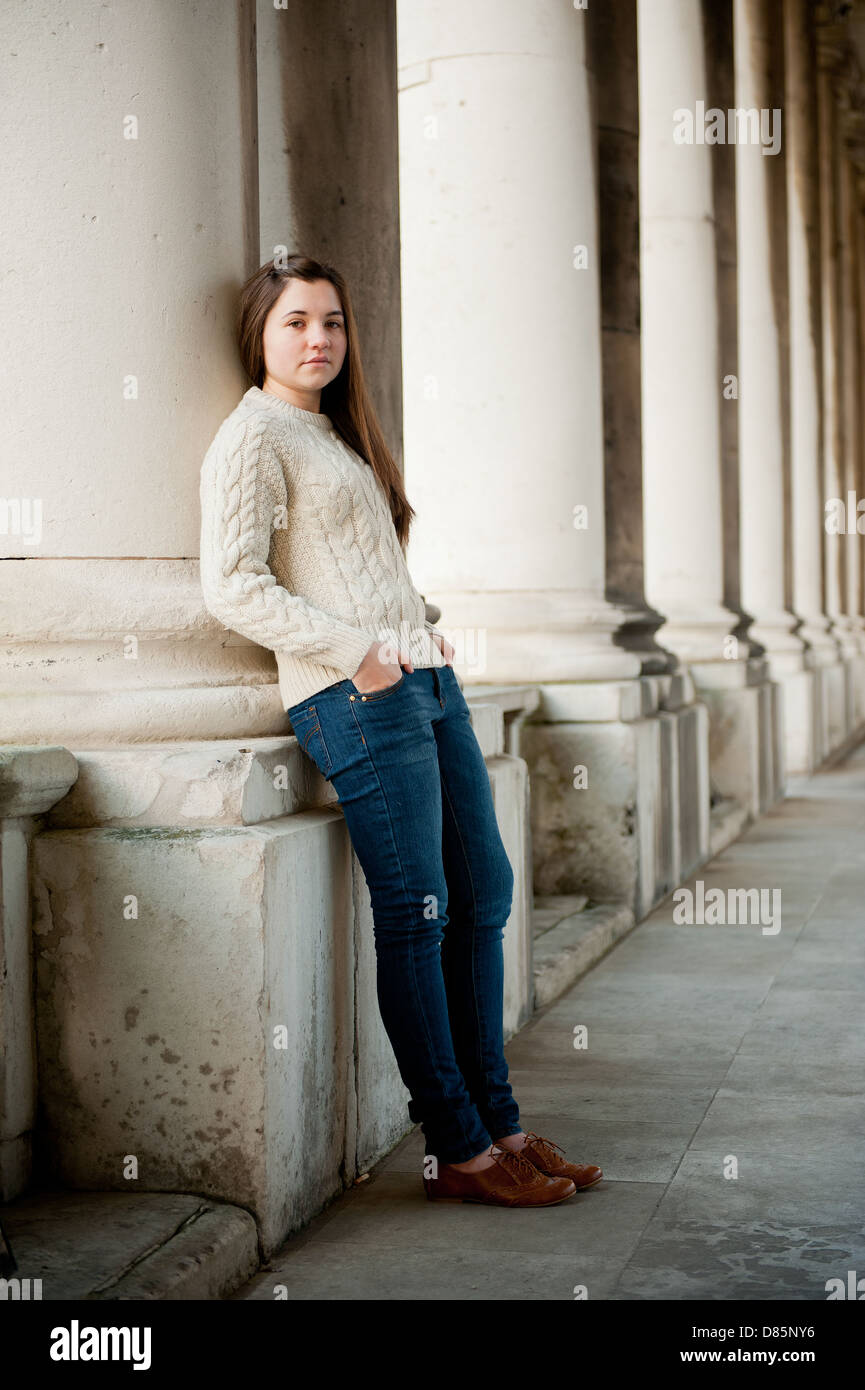 Teen girl jeans jumper hi-res stock photography and images - Alamy