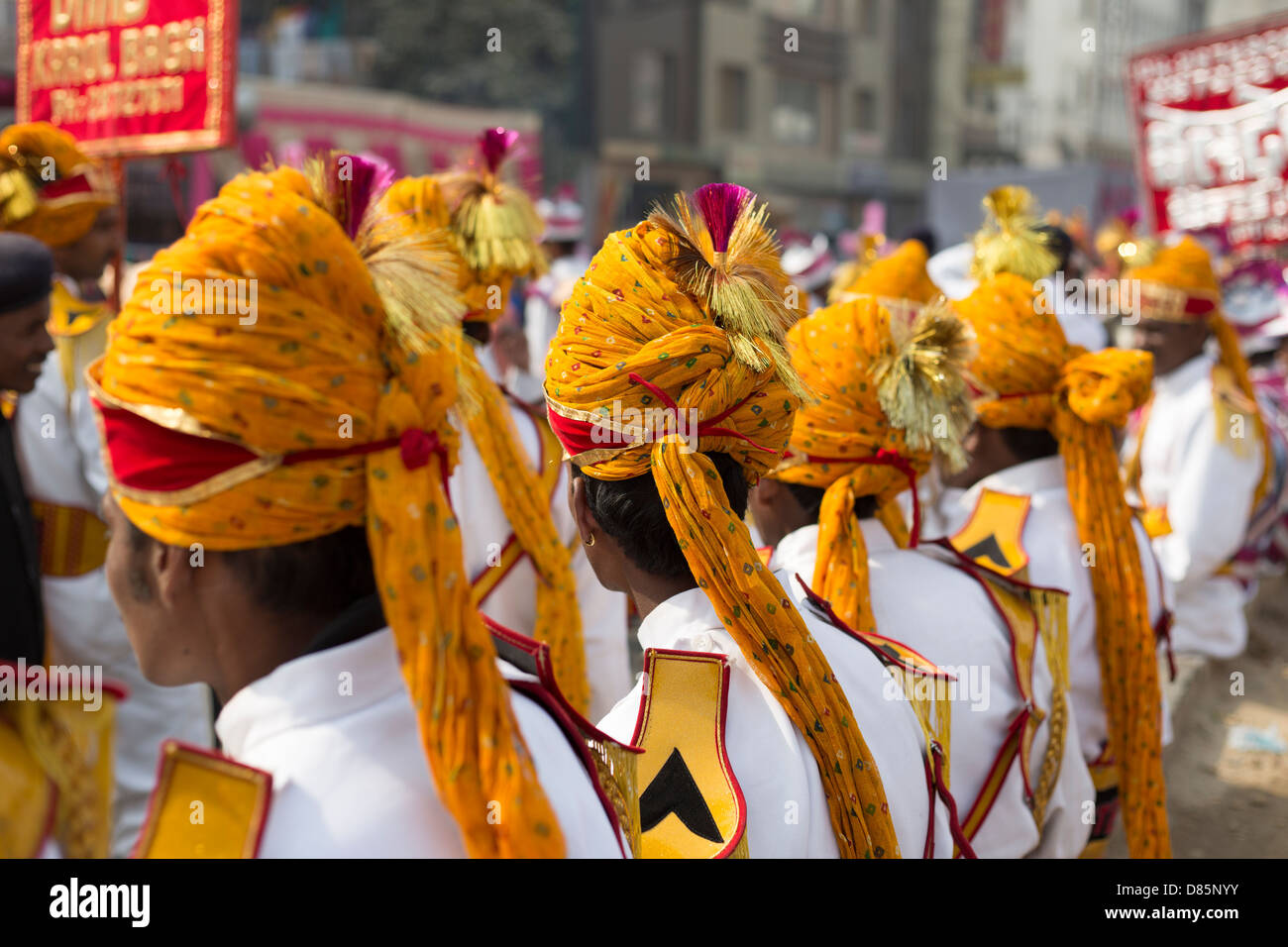 India, Uttar Pradesh, New Delhi, street procession in Paharganj ...