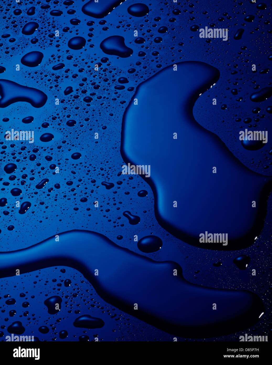 Rain drops in a random pattern on flat blue background Stock Photo - Alamy